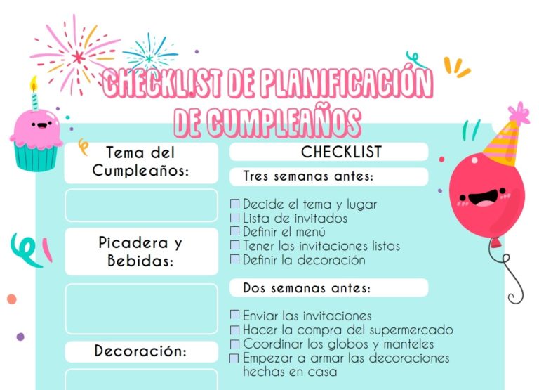 Descargable: Checklist planificación de cumpleaños - Nuestros Hijos ...